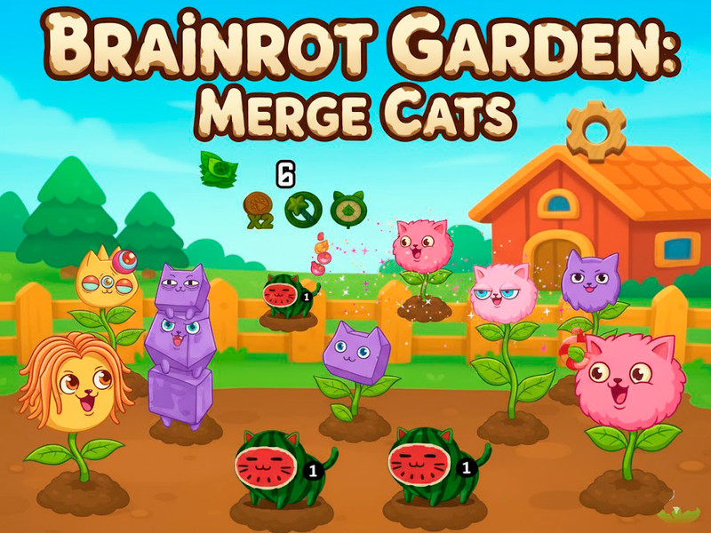 Brainrot Garden. Merge Cats 🕹️ Main secara dalam talian di SGameS